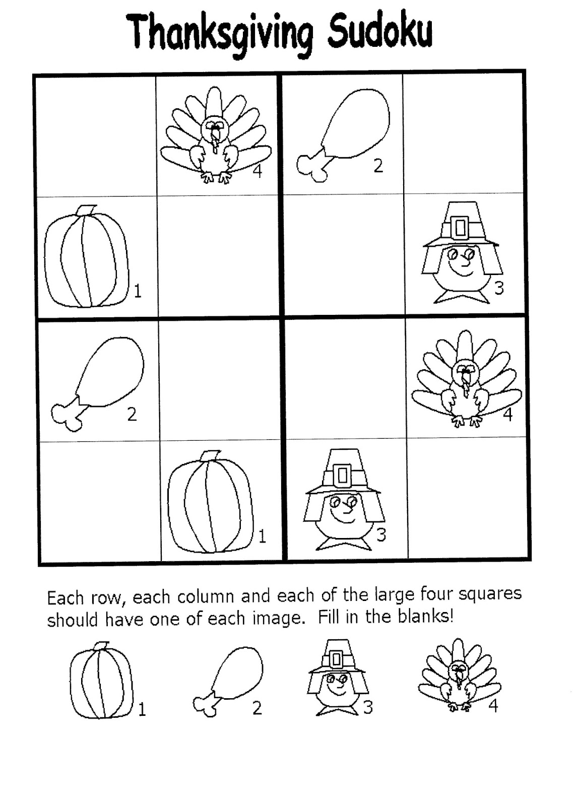Fichas de Inglés para niños: THANKSGIVING DAY