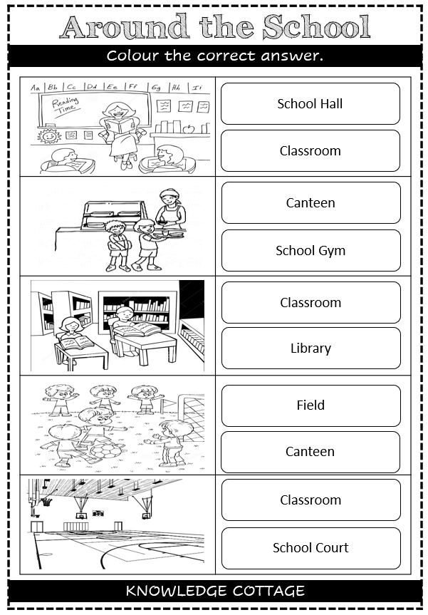 AROUND THE SCHOOL WORKSHEET YEAR 1