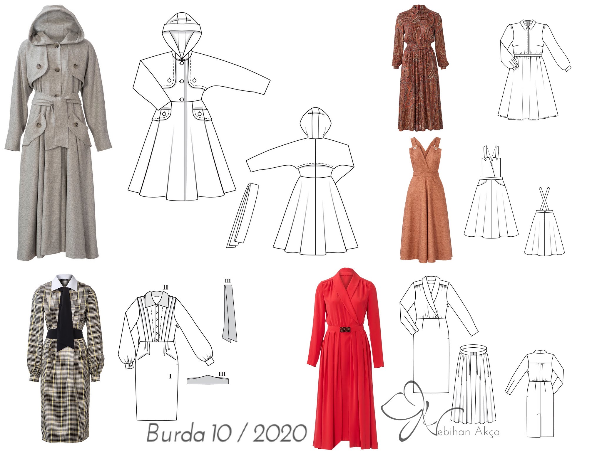 Burda Style 2020 / 10 Ekim Sayısı Ön İzlemesi Tüm Modeller Teknik Çizimli