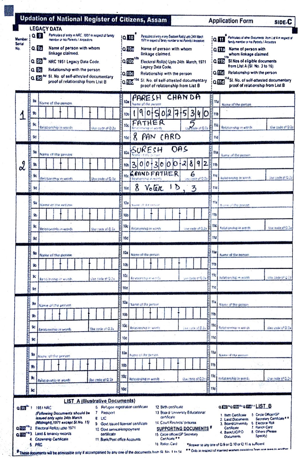 NRC ENGLISH FORM FILLING SAMPLE