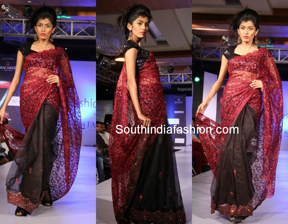 Model in Half n Half Saree – South India Fashion