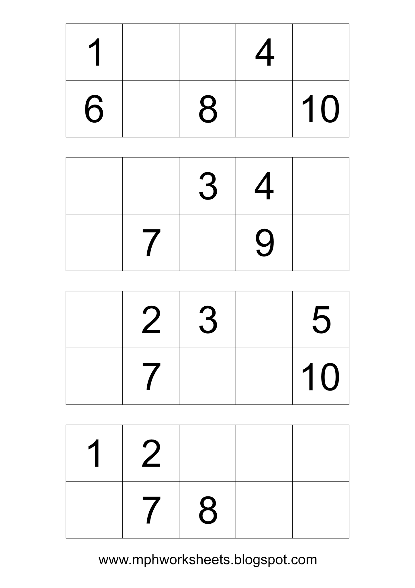 1-10 Activity Worksheets