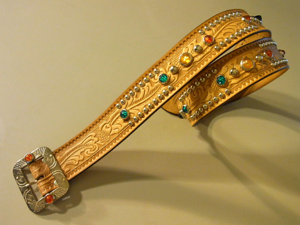 ACE WESTERN BELTS: Vintage Style Studded & Jeweled Belt
