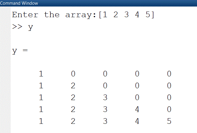 Print Lower Triangular Matrix Pattern From Given Array Matlab Programming