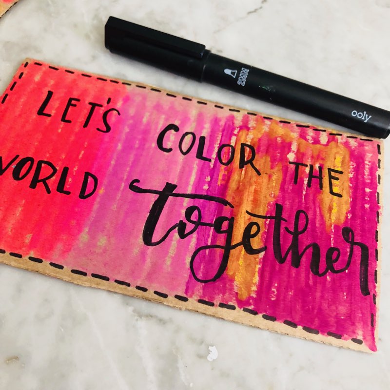 Kindness messages created with recycled cardboard boxes