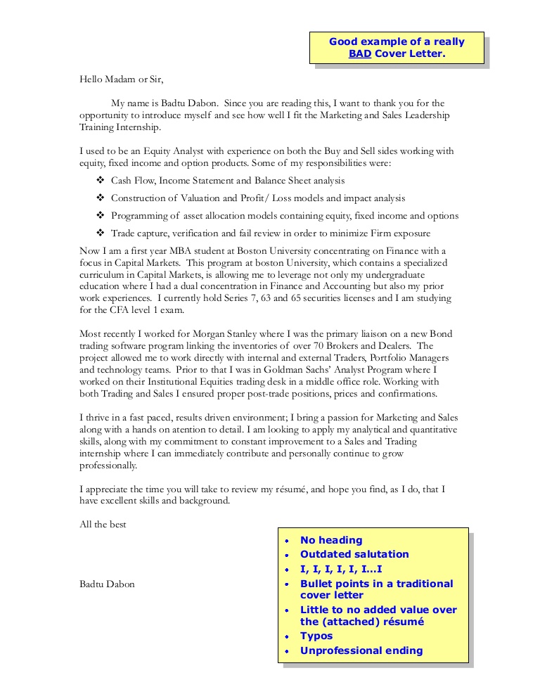 Bad Cover Letter Examples 2018 ~ Resume Letter