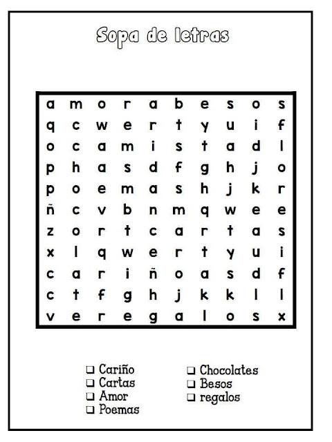 SOPA DE LETRAS DE SAN VALENTÍN