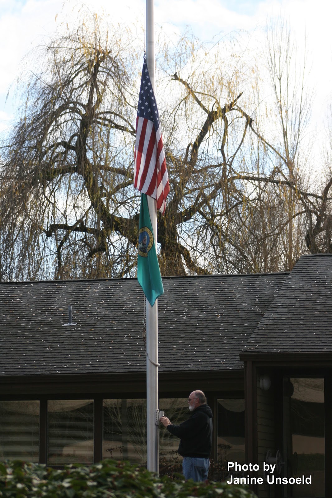 Little Hollywood: Flag Lowering In Olympia To Honor Victims in Connecticut