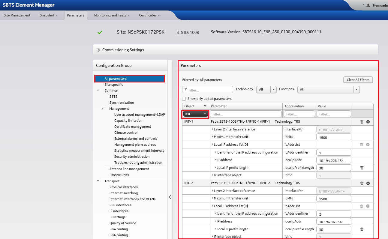Check configuration on Nokia Single RAN in LMT