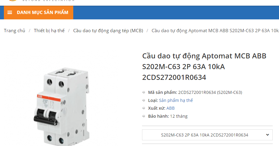 Giá MCB 2P 63A 10kA ABB Chính Hãng ABB Chiết Khấu Cao