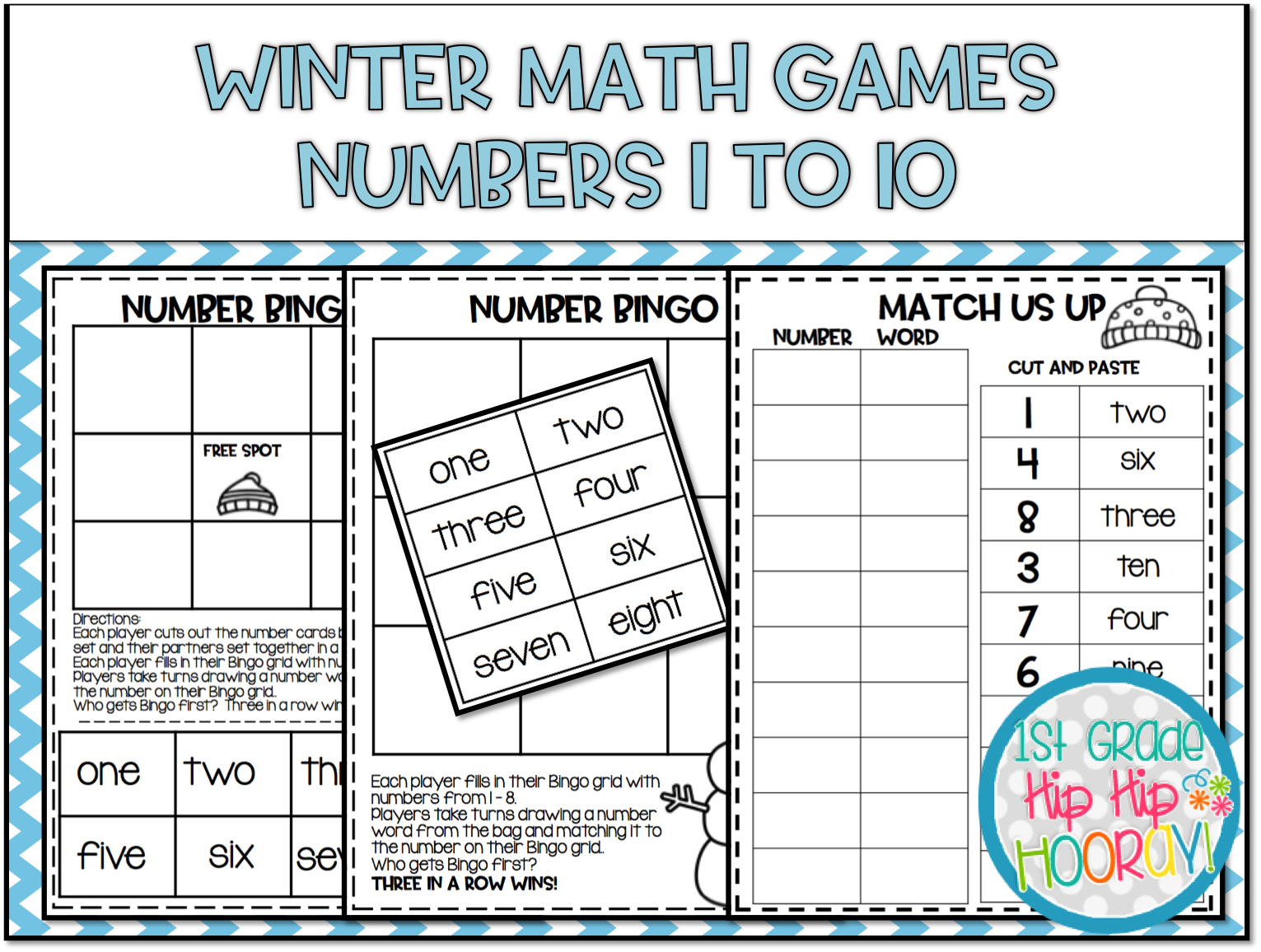 1st Grade Hip Hip Hooray!: Winter Math Games..Numbers 1 to 10