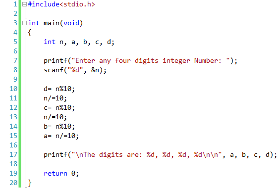 Expression Evaluation Separate Digits From A Four Digits Integer Number ~ Nissongo S Diary