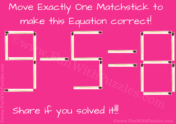 Matchstick Math Picture Brain Teaser for Kids with Solution