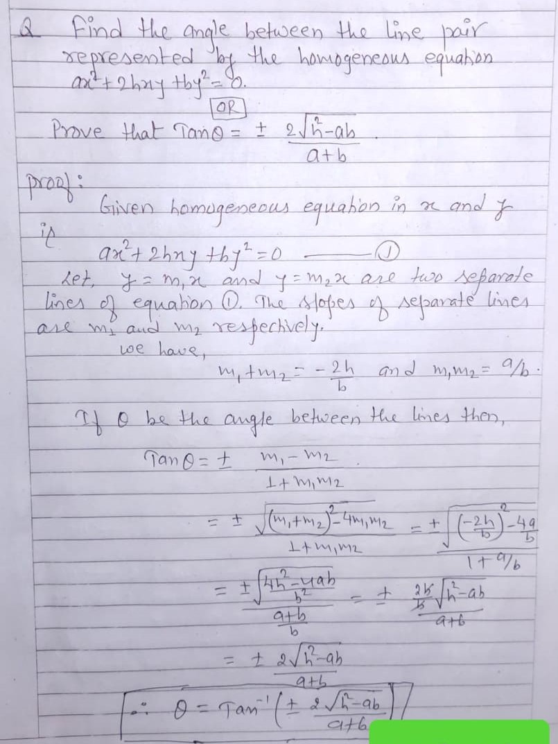 Find The Angle Between The Line Pair Represented By The Homogeneous find-the-angle-between-the-line-pair-represented-by-the-homogeneous