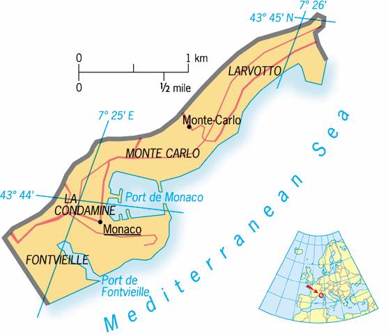 MONACO - GEOGRAPHICAL MAPS OF MONACO