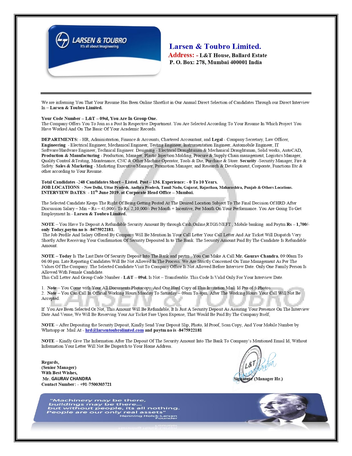 LARSEN & TOUBRO LIMITED