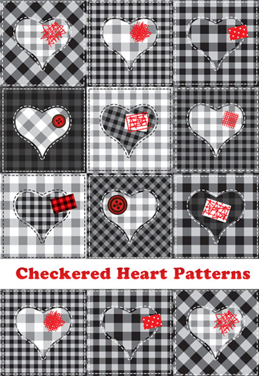 Quality Graphic Resources: Checkered Hearts - Vector Patterns