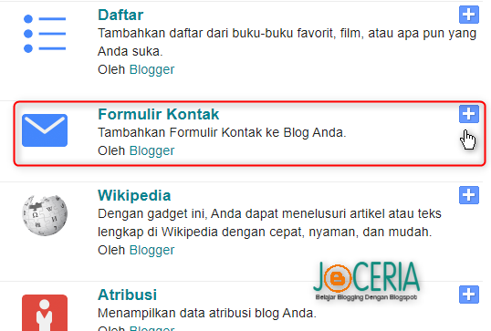 Membuat Sendiri Formulir Kontak Pada Halaman Blog | Joceria
