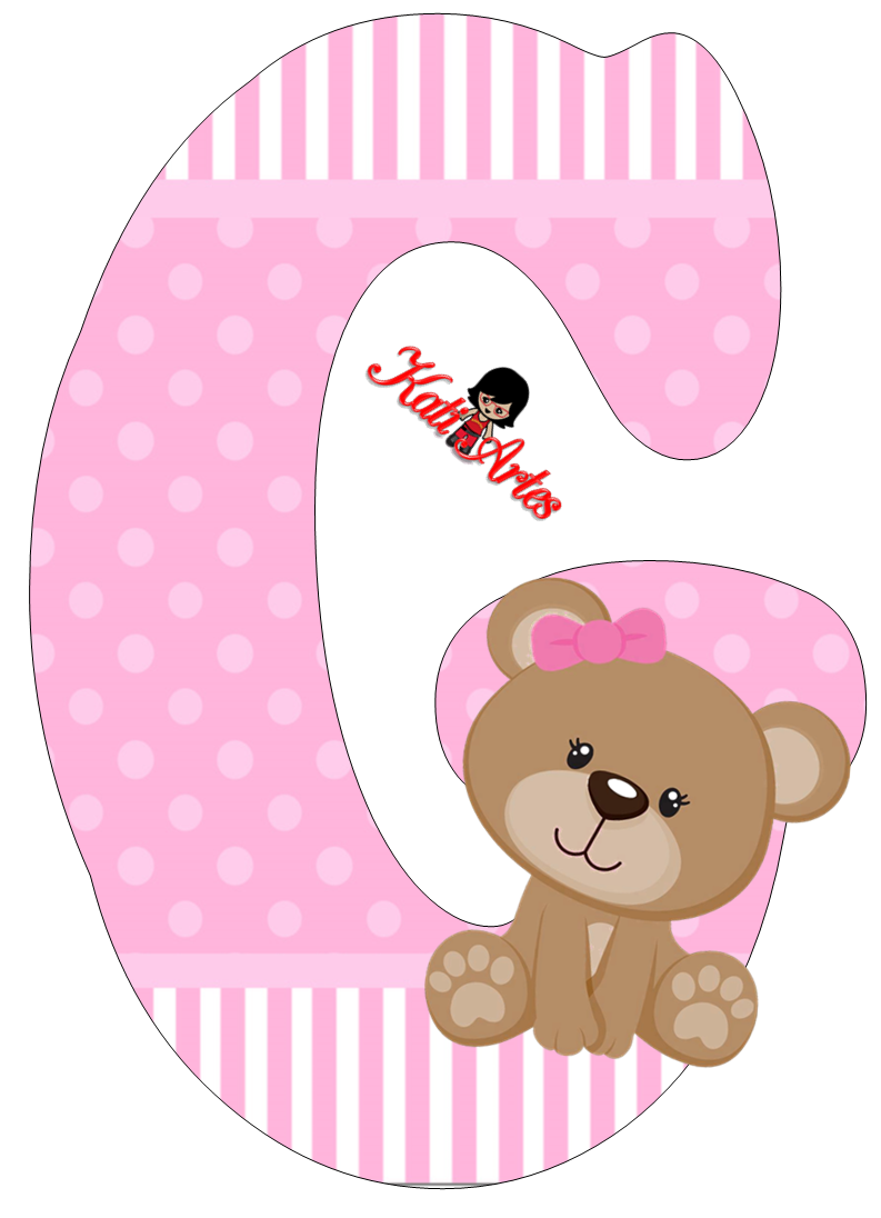 Alfabeto de tierna osita con fondo rosa. - Oh my Alfabetos!