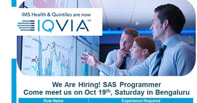 IQVIA Hiring for SAS Programmers on 19th Oct 2019 @ Bangalore, Thane and Kochi