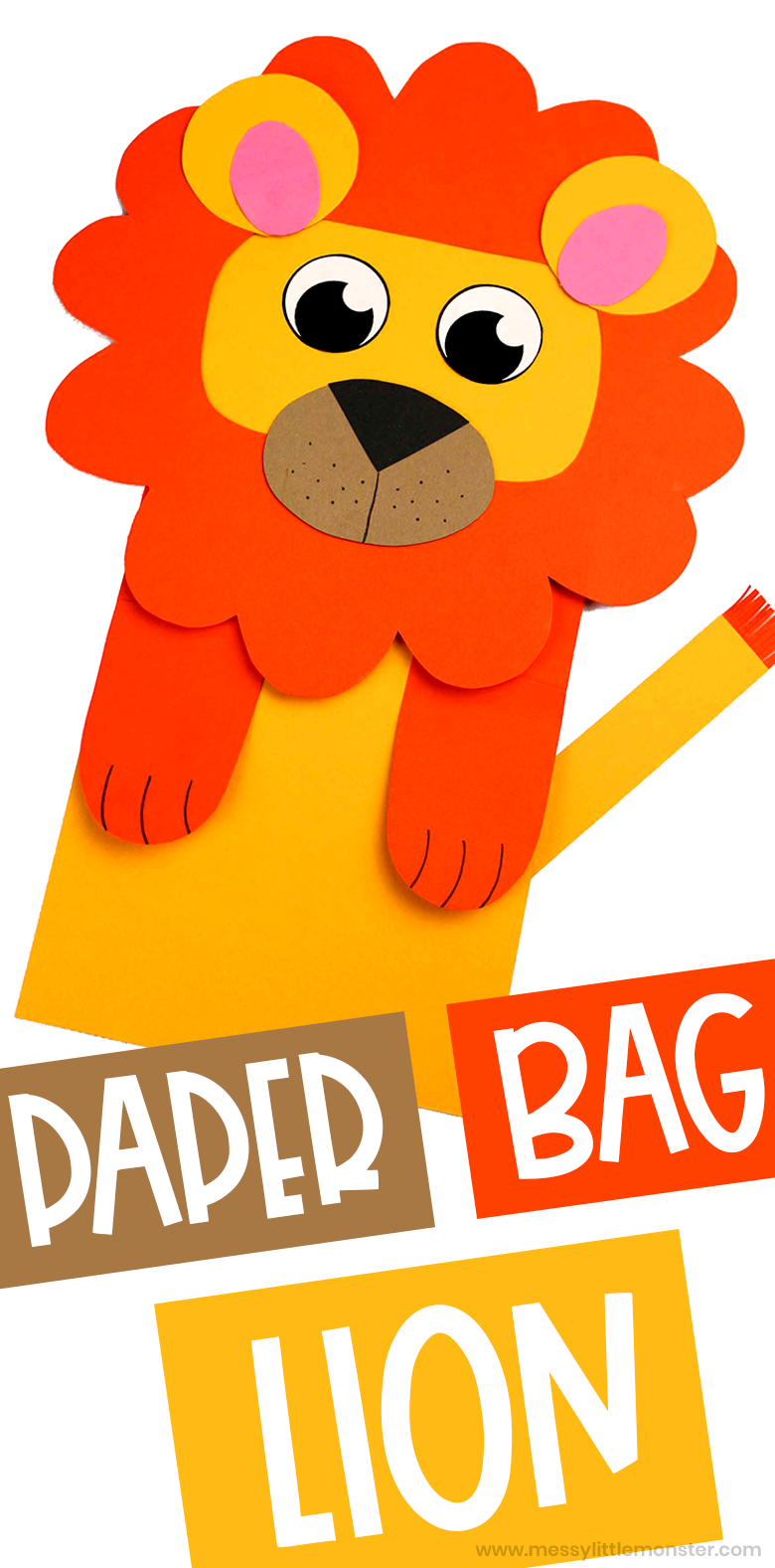 Paper Bag Puppet Lion Craft - Template Included! - Messy Little Monster