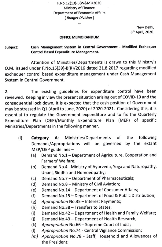 THIS LETTER OF MINISTERY OF FINANCE IS A DIRECTION FOR EXPENDITURE ...