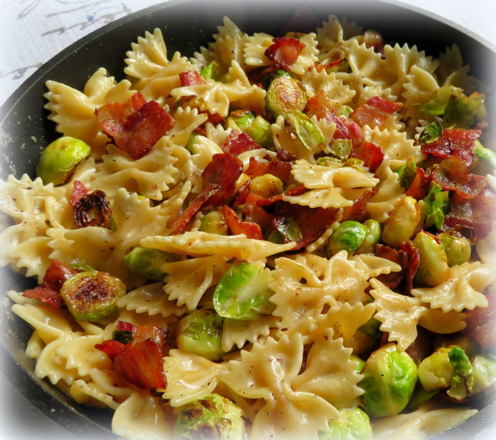 Bow Tie Pasta with Sprouts & Bacon | The English Kitchen