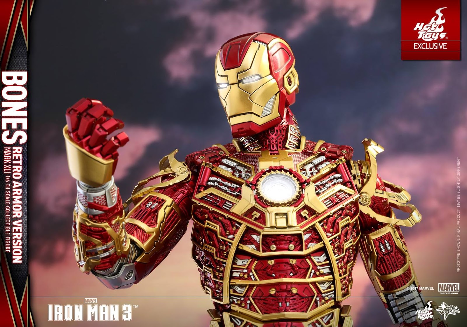 Hot Toys《鐵甲奇俠3》「紅金」Iron Man Mark 41 Bones (Retro Armor Version)1：6 比例珍藏 ...