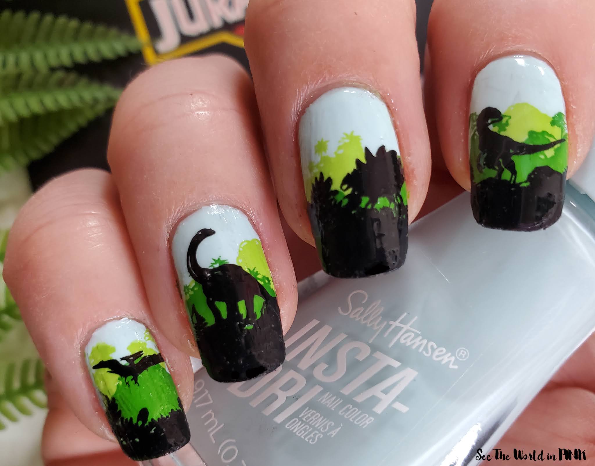 Manicure Monday - Stamped Jurassic Park Dinosaur Nails | See the World ...