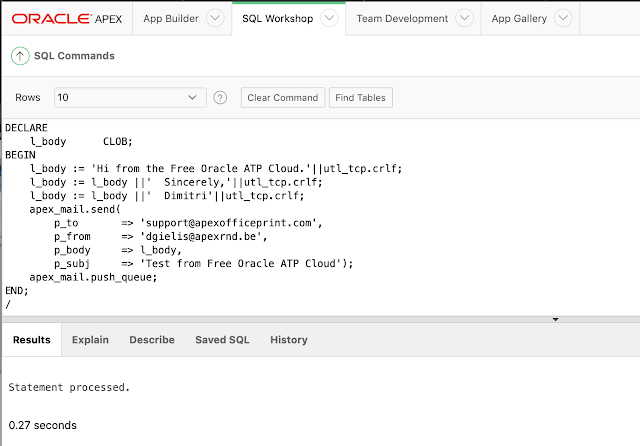 Dimitri Gielis Blog Oracle Application Express Apex Free Oracle Cloud 11 Sending Emails