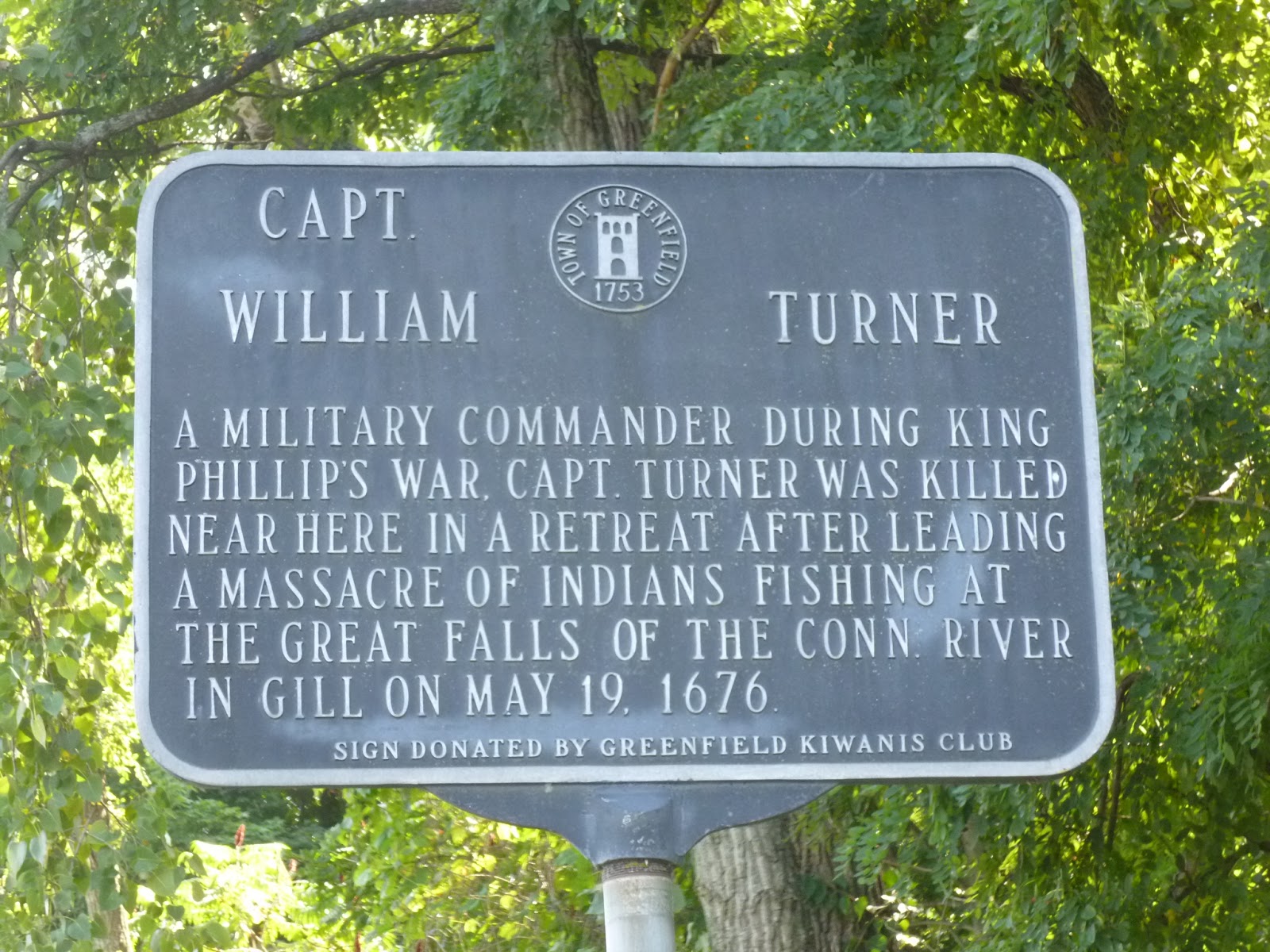 Photo-ops: Historical Marker: Captain William Turner - Greenfield, MA