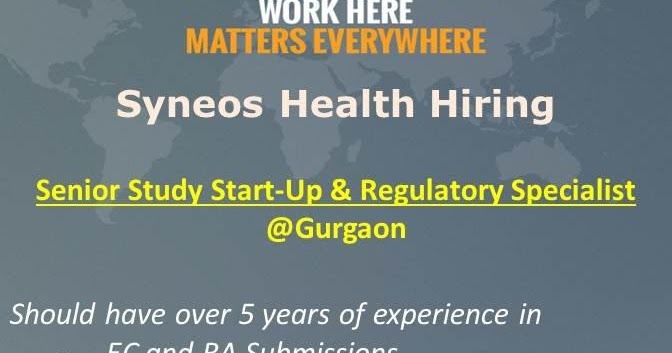 JOB ALERTS HUB: Syneos Health - Hiring Regulatory Specialist @ Gurgaon
