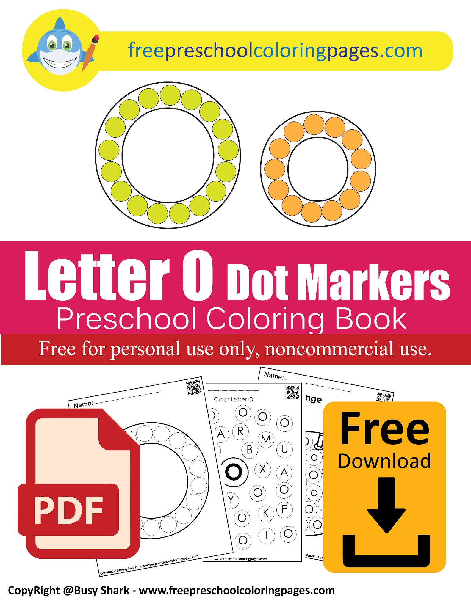 Letter O "10 free Dot Markers coloring pages"