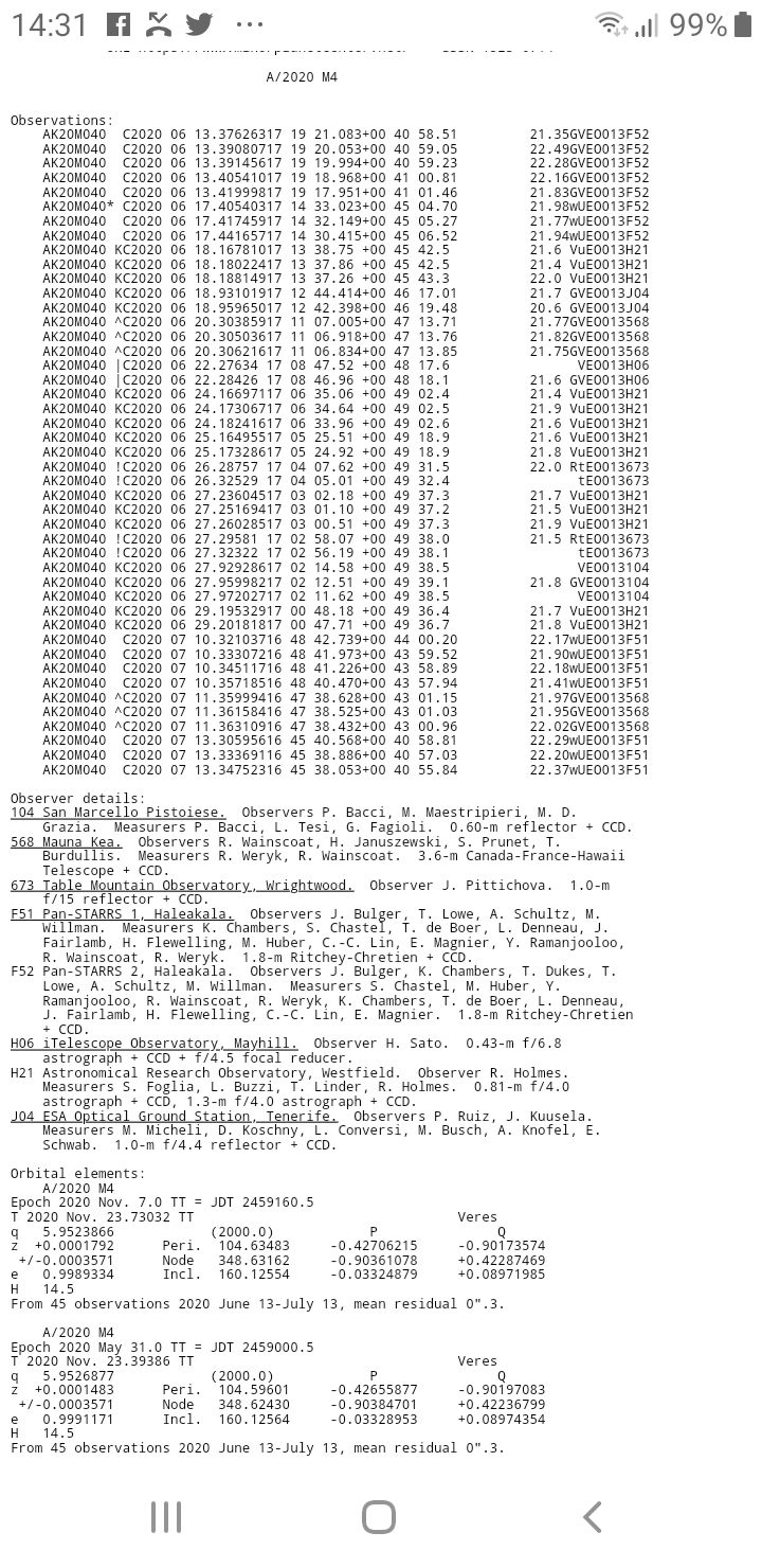 B09 Backman: A/2020 M4 da record