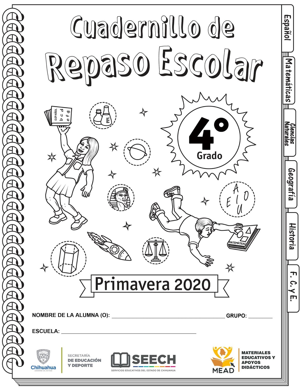 Material Educativo: Cuadernillo de Repaso Escolar 4º grado Ciclo Escolar Primavera - 2020