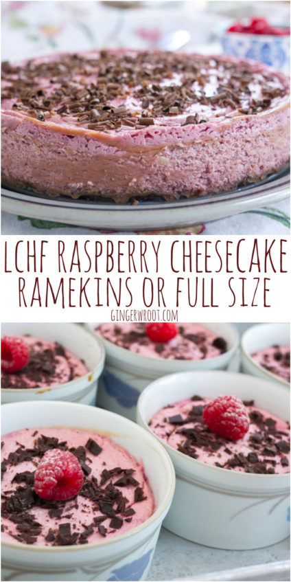 LCHF RASPBERRY CHEESECAKE RAMEKINS OR FULL SIZE - IN STORY