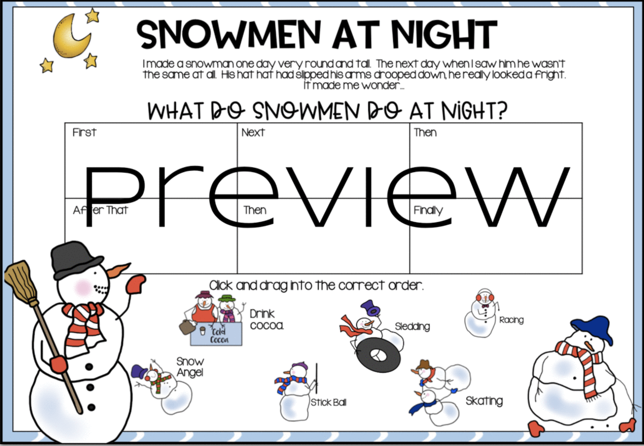 1st Grade Hip Hip Hooray!: Snowmen at night, at work and all year!!