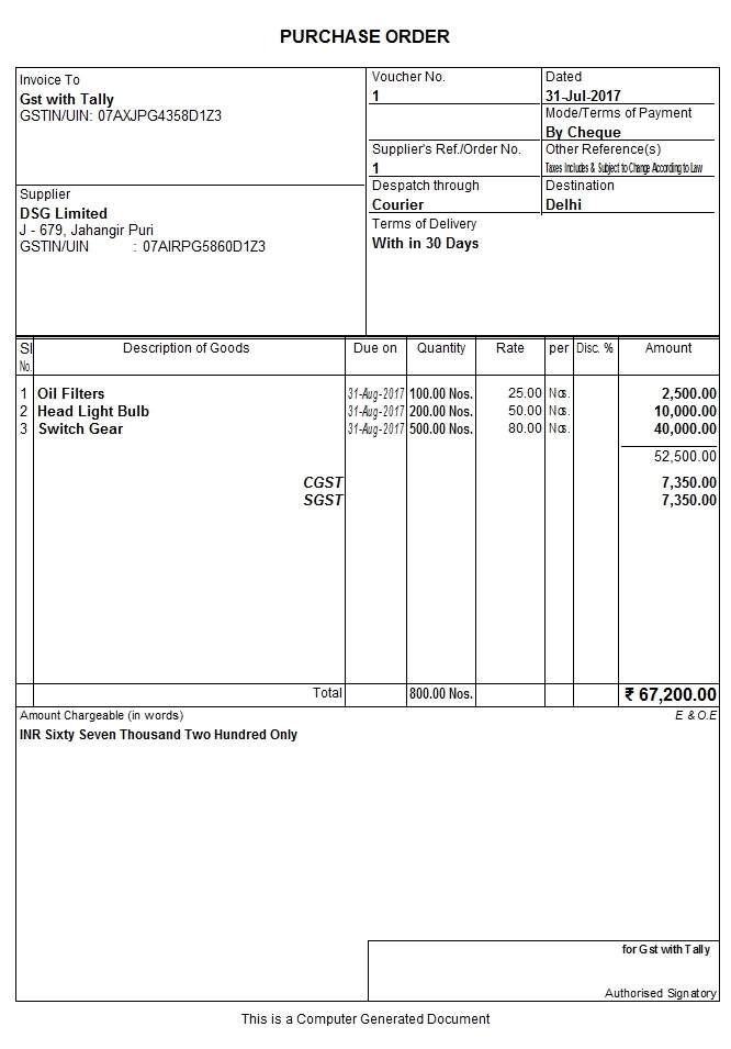 How To Use Purchase Order Including GST Taxes In Tally ERP9 Tally how-to-use-purchase-order-including-gst-taxes-in-tally-erp9-tally