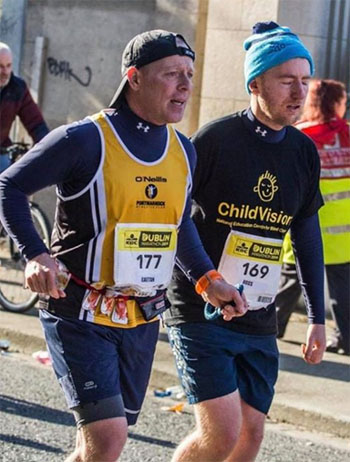 Visually impaired runner Ross Gallagher is a regular at a lot of the ...