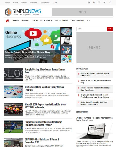 15 Template Blog Keren dan SEO Friendly untuk Blog Berita > Contoh Blog