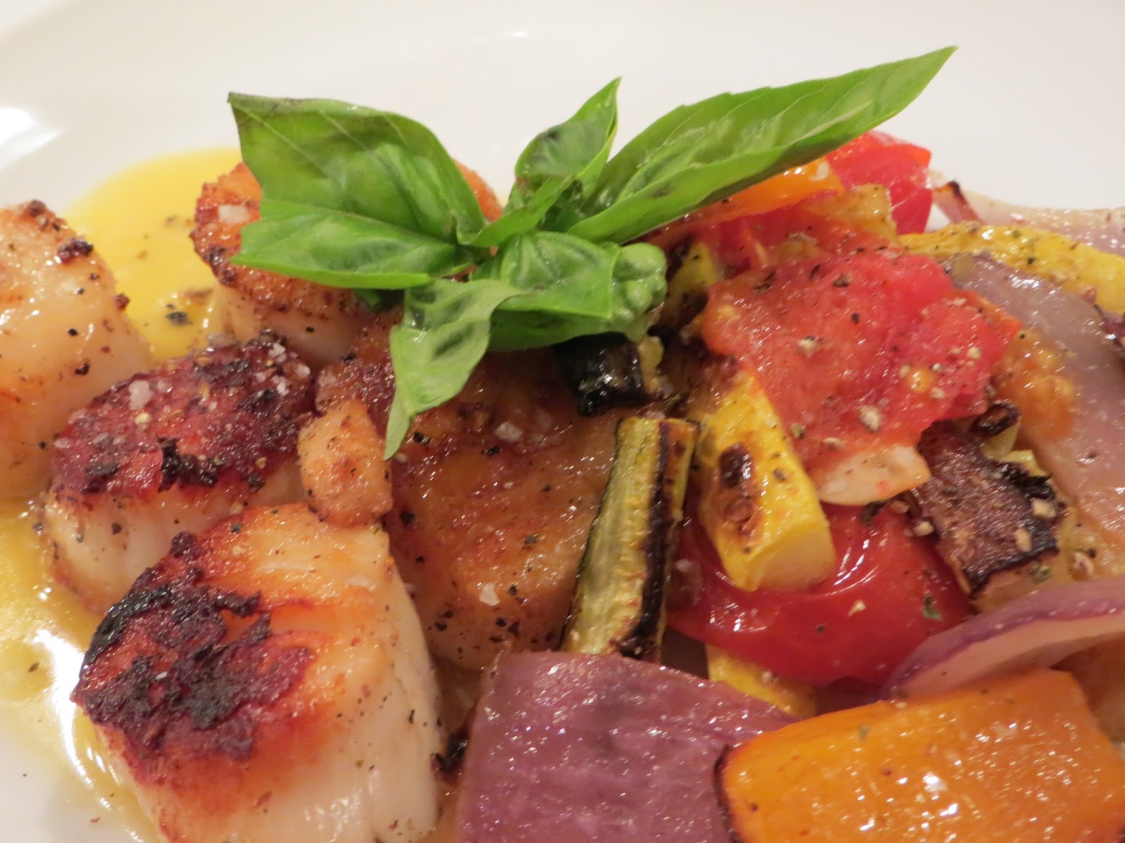 Simply LKJ: Seared Scallops with Summer Vegetables and Beurre Blanc