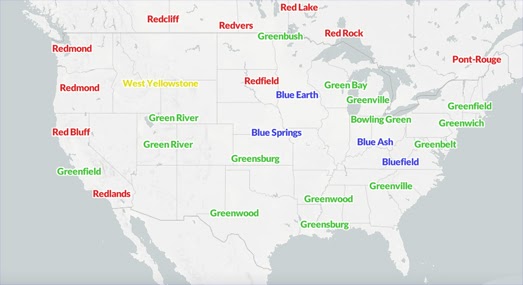 Maps Mania: Red, Blue, Green & Yellow Towns