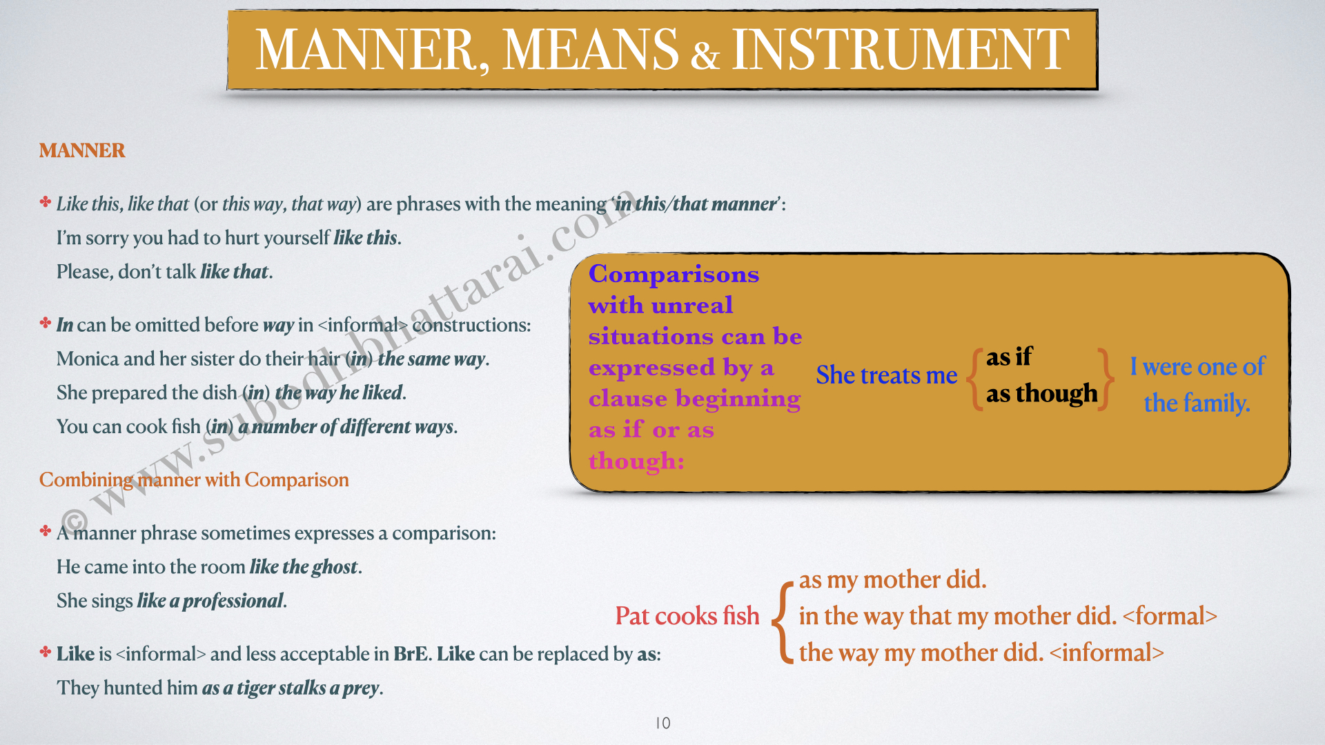 PART TWO: GRAMMAR IN USE - MANNER MEANS & INSTRUMENT