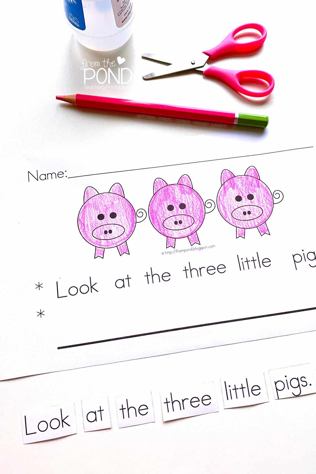 Three Little Pigs Cut and Paste FREEBIE | From the Pond