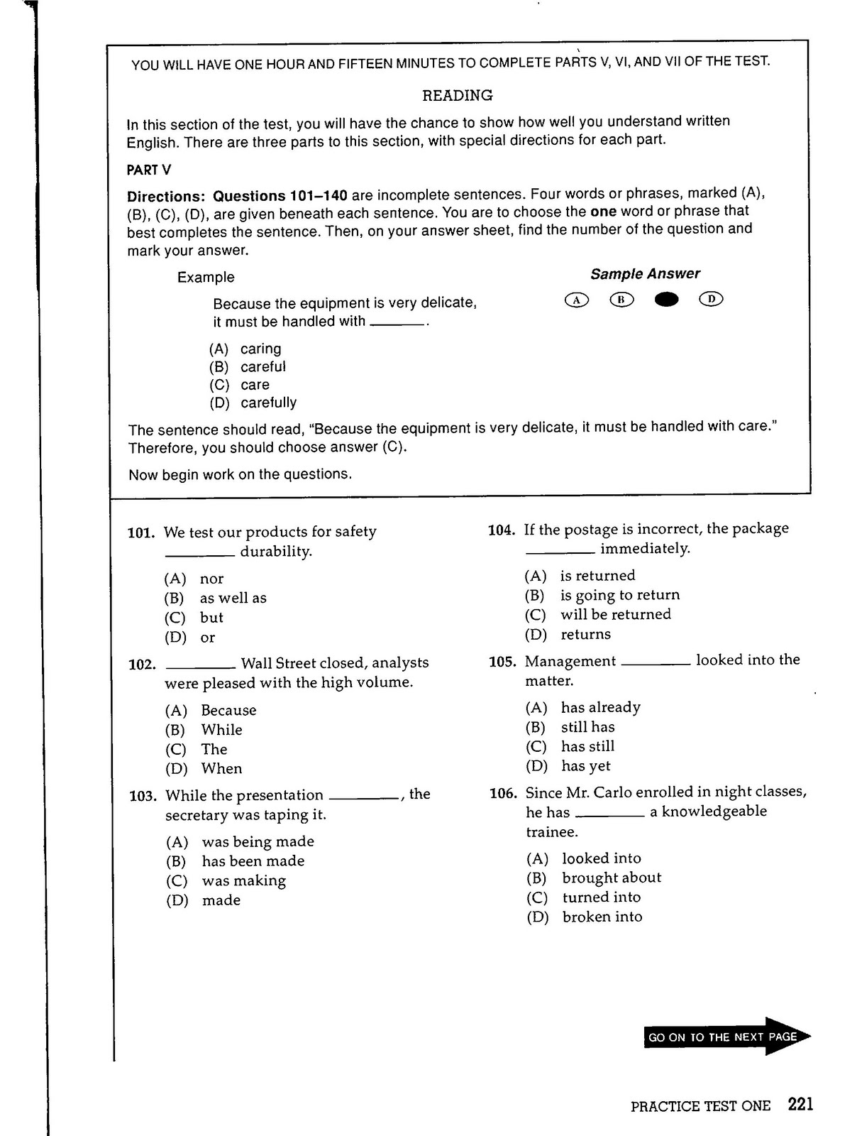 Ozden Yagli: TOEIC Reading Practice