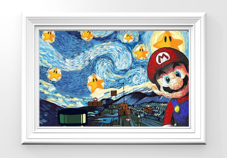 [HOT] Mario starry night van gogh poster