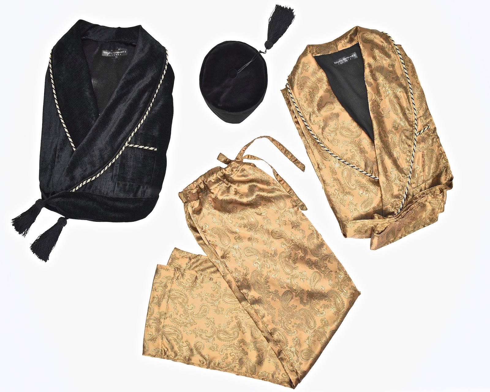 Gentleman's Velvet Smoking Hat, Dressing Gown and Smoking Jacket