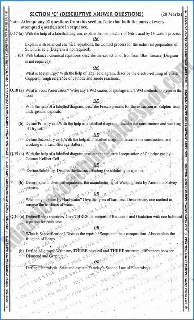 Adamjee Coaching: Chemistry 9th - Practical Centre Guess Paper 2019