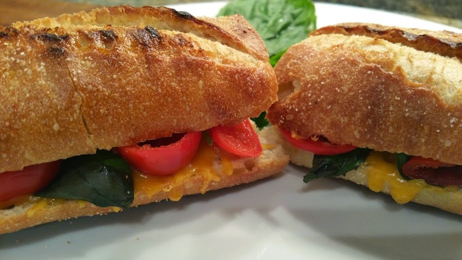 red or green?: Cheddar, Peppadew & Basil Panini