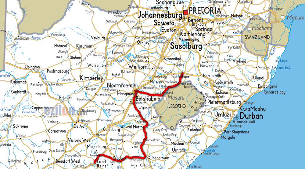 Road Map Of South Africa